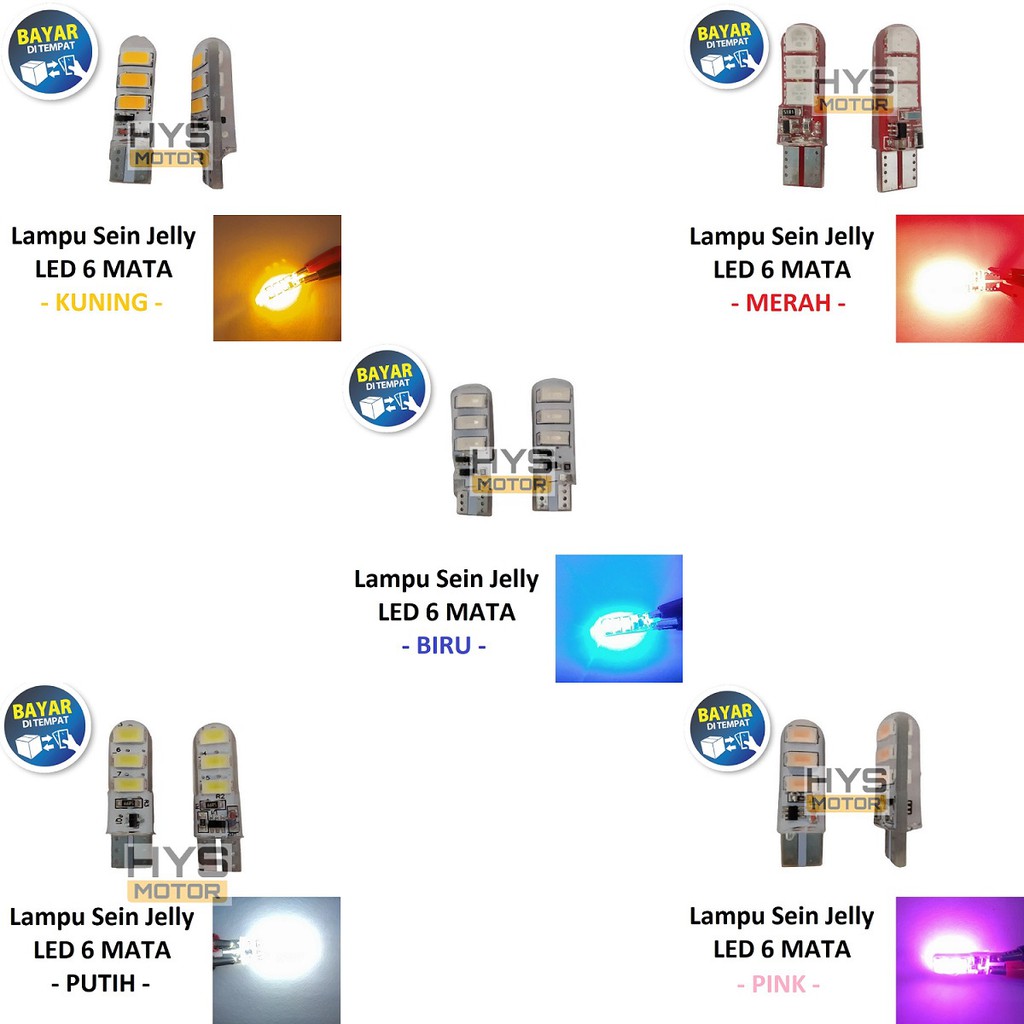Jual Lampu Senja Sein Jelly T10 6 LED Sepasang Universal Sepeda Motor ...