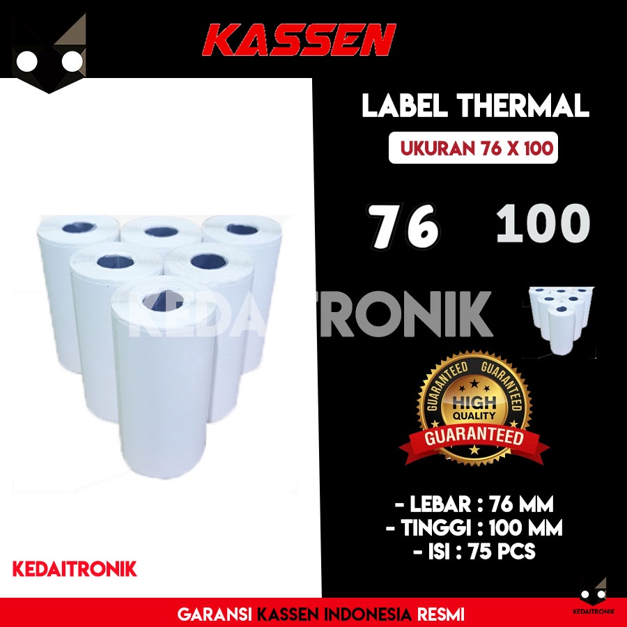 Jual LABEL THERMAL 76 X 100 CETAK RESI (100 PCS) KASSEN | Shopee Indonesia