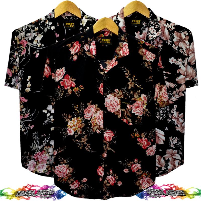 Jual Kemeja Motif Bunga Pria Wanita Kemeja Hawai Lengan Pendek Kemeja ...