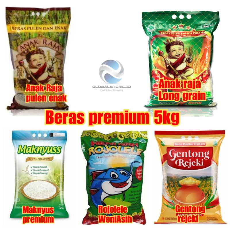 Jual Beras anak raja premium 5 kg/ beras premium gentong rejeki 5 kg ...