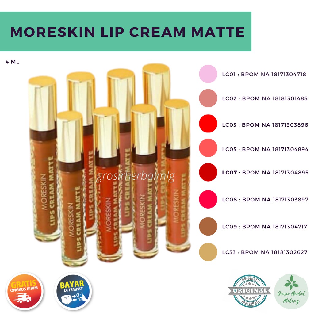 Jual Moreskin Lip Cream Matte Series | Lipstik Moreskin Nasa 4ml ...