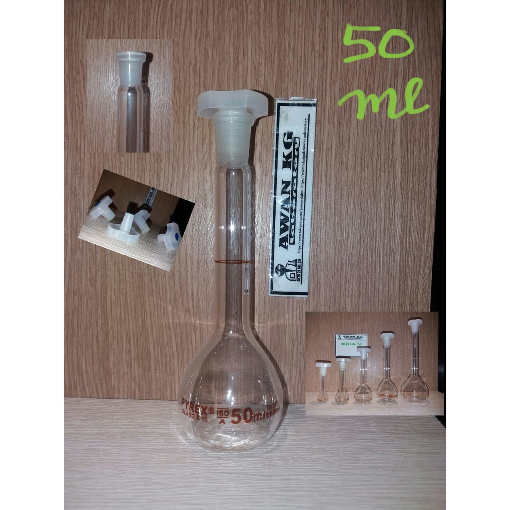 Jual Labu Ukur 50ml volumetric flask 50 ml pyrex grade A | Shopee Indonesia