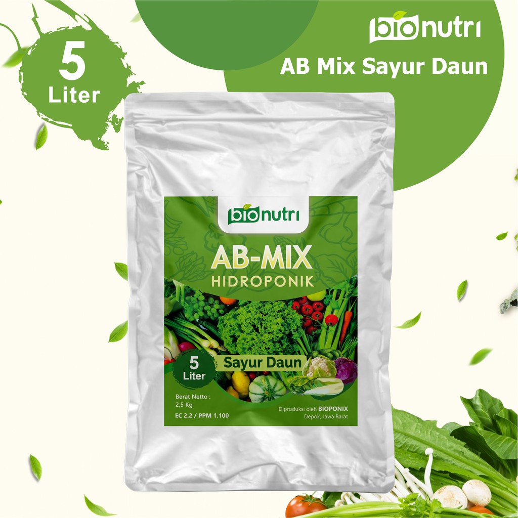 Jual Pupuk-Nutrisi Hidroponik AB Mix Sayur Daun 1000 Liter (5 Liter ...