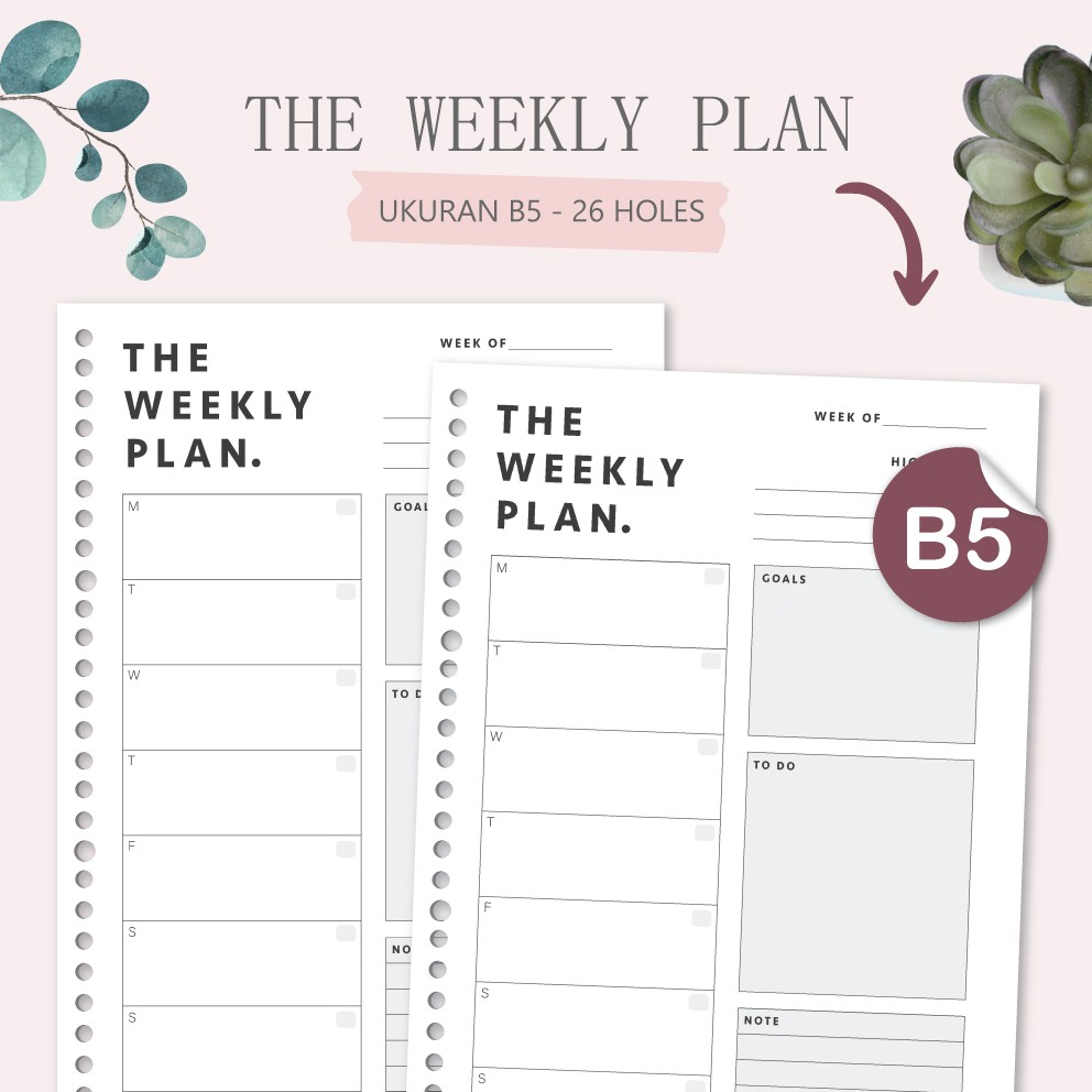 Jual Loose leaf B5 - The Weekly Plan | Shopee Indonesia
