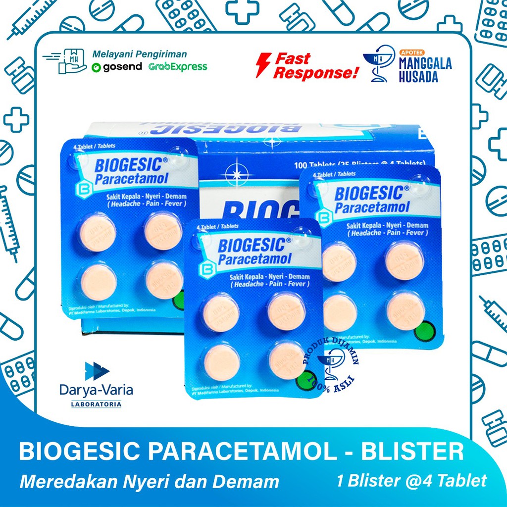 Jual BIOGESIC PARACETAMOL 1 BLISTER @ 4 TABLET | Shopee Indonesia