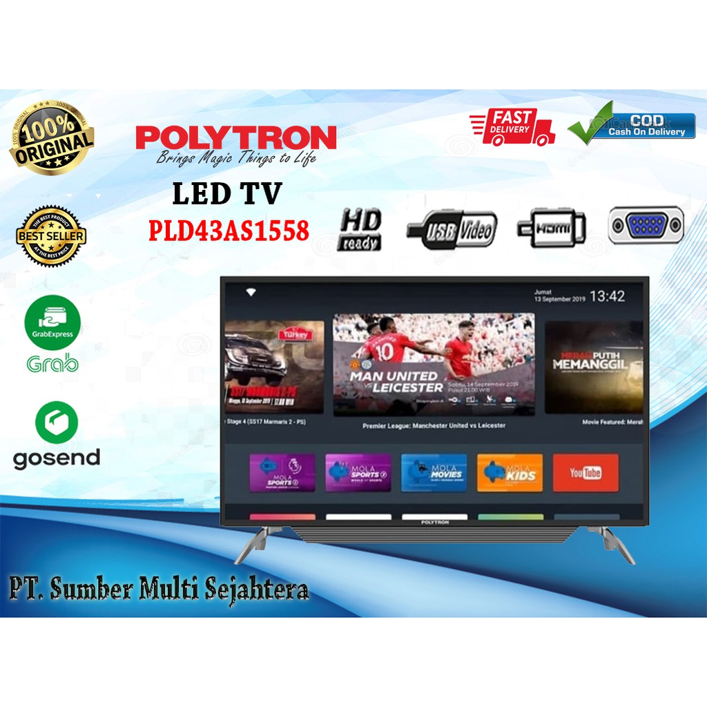 Jual POLYTRON 43 Inch Smart Android LED Full HD TV PLD-43AS1558 ...