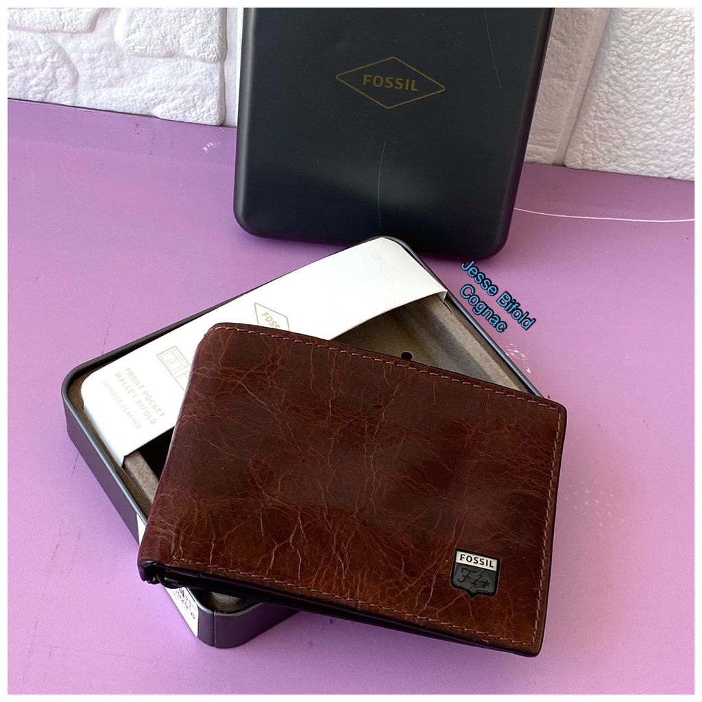 Jual Dompet Pria Branded Fossill Men's Jesse Leather Bifold Cognac ...