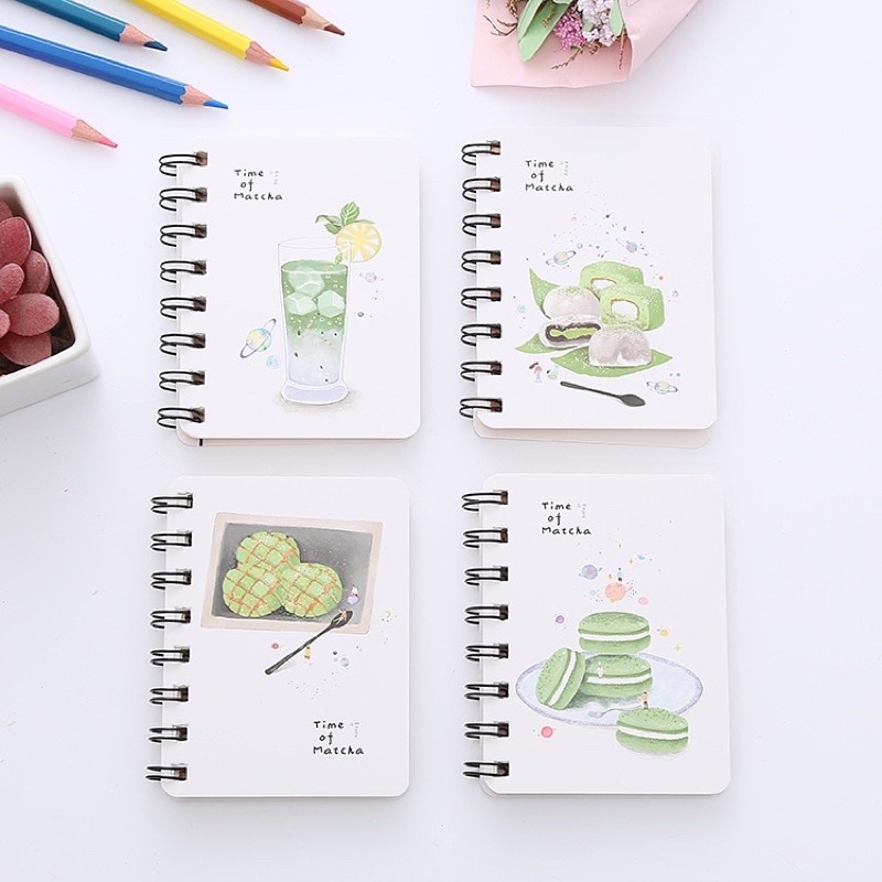 Jual notebook A7 ring notes notepad gaya korea white green aesthetic ...