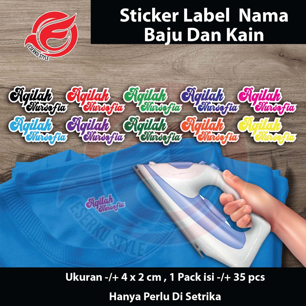 Jual Sticker Label Nama Kain Baju Kaos Sablon Setrika Sticker Iron ...