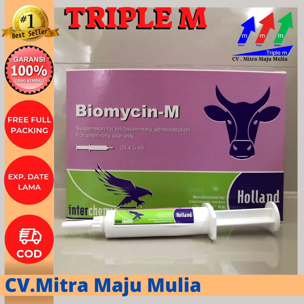 Jual BIOMYCIN-M MMM 1 SYRINGE - Obat Mastitis Sapi Perah Sorehook ...