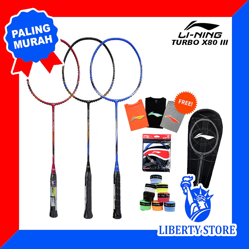 Jual Raket Badminton ORIGINAL LINING TURBO X 80 iii + TAS + BAJU ...