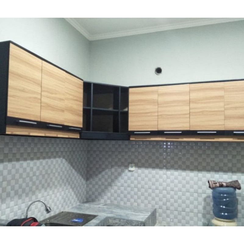 Jual RAK PIRING LEMARI GANTUNG DAPUR KITCHEN SET ATAS L | Shopee Indonesia