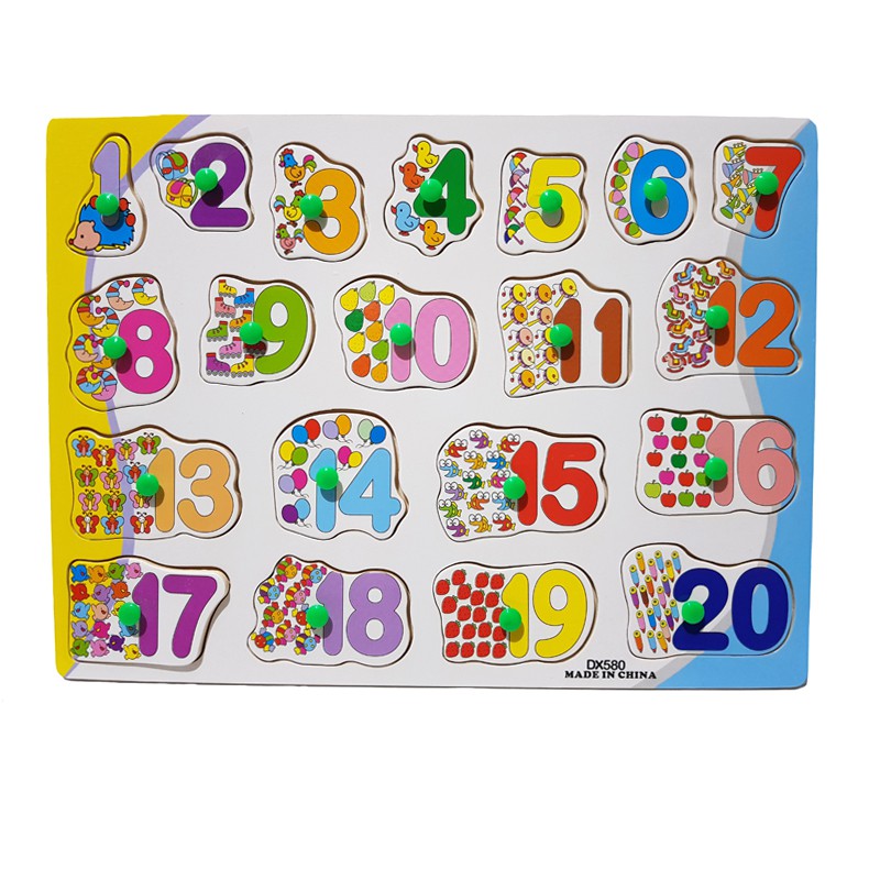 Jual Mainan Edukasi Puzzle knob ijo Angka Gambar | Shopee Indonesia