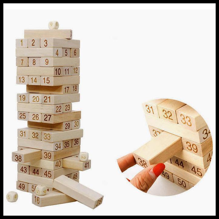 Jual Mainan Uno Stacko Jenga Kayu Balok Board Game 54 Pcs Permainan 4 ...