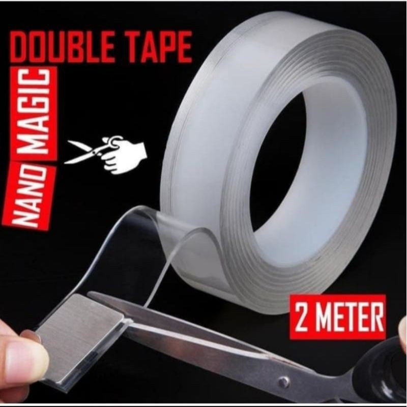 Jual ( 2 METER ) Nano Tape Magic Double Tape Isolasi 2 Sisi Kuat Bisa ...