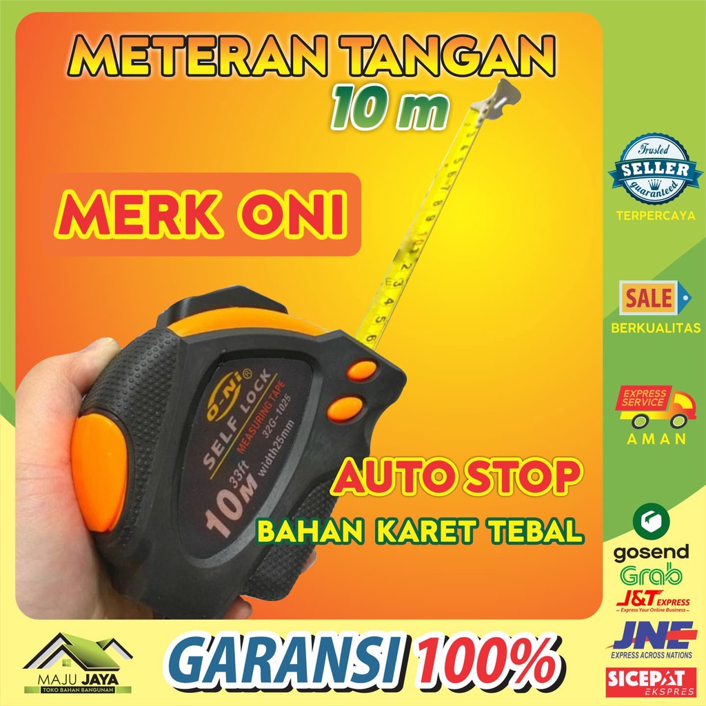 Jual METERAN 10M AUTO STOP SELF LOCK TUKANG BANGUNAN MEASURING TAPE ...