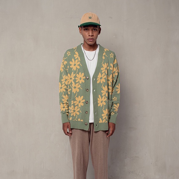 Jual Noir Sur Blanc Men Flora Lyon Cardigan Mint | Shopee Indonesia