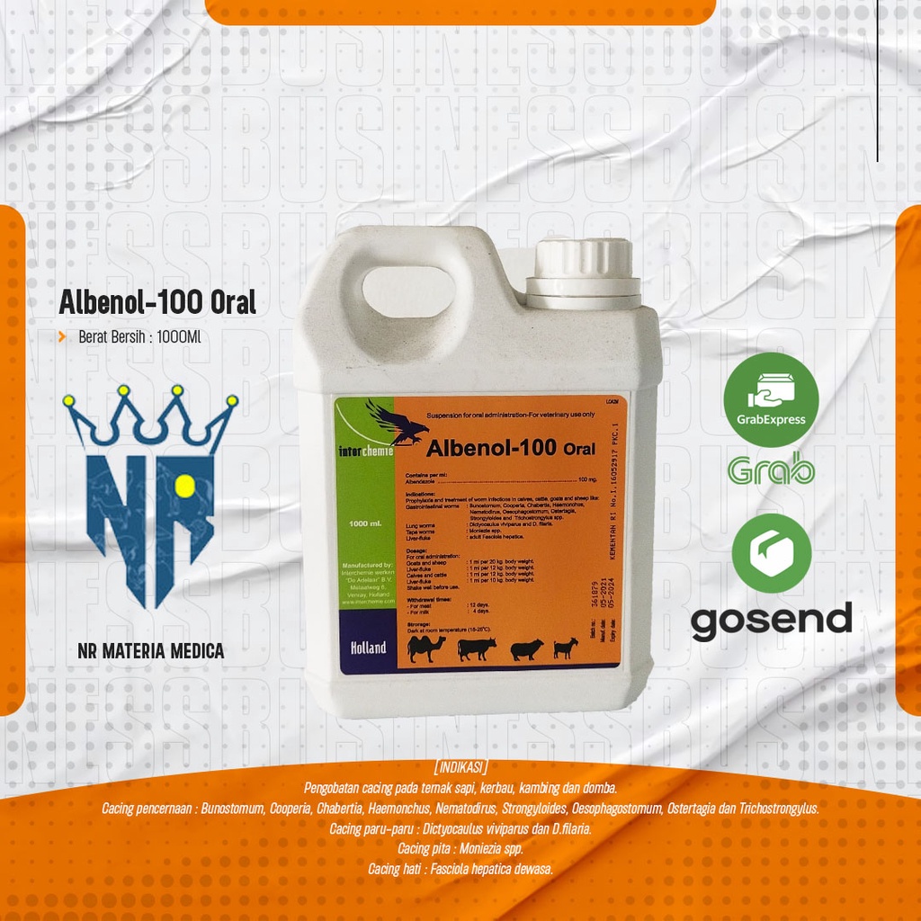 Jual Albenol 100 Oral - Obat Cacing Sapi Kerbau Kambing Domba 1 Liter ...
