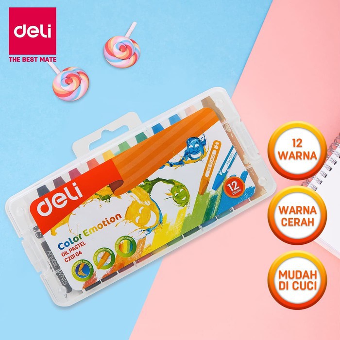 Jual Crayon DELI EC20104 Color Emotion 12 Warna Pendek | Shopee Indonesia