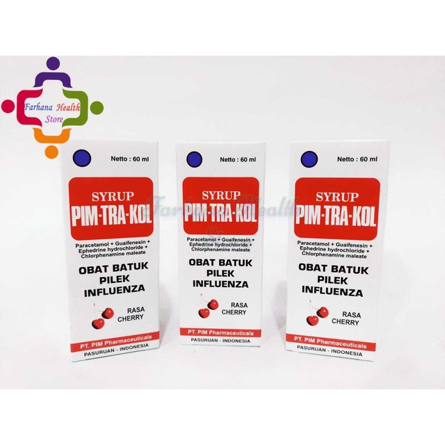 Jual Original Pim-Tra-Kol Syrup Rasa Cherry 60 ml / Pimtrakol / Batuk ...