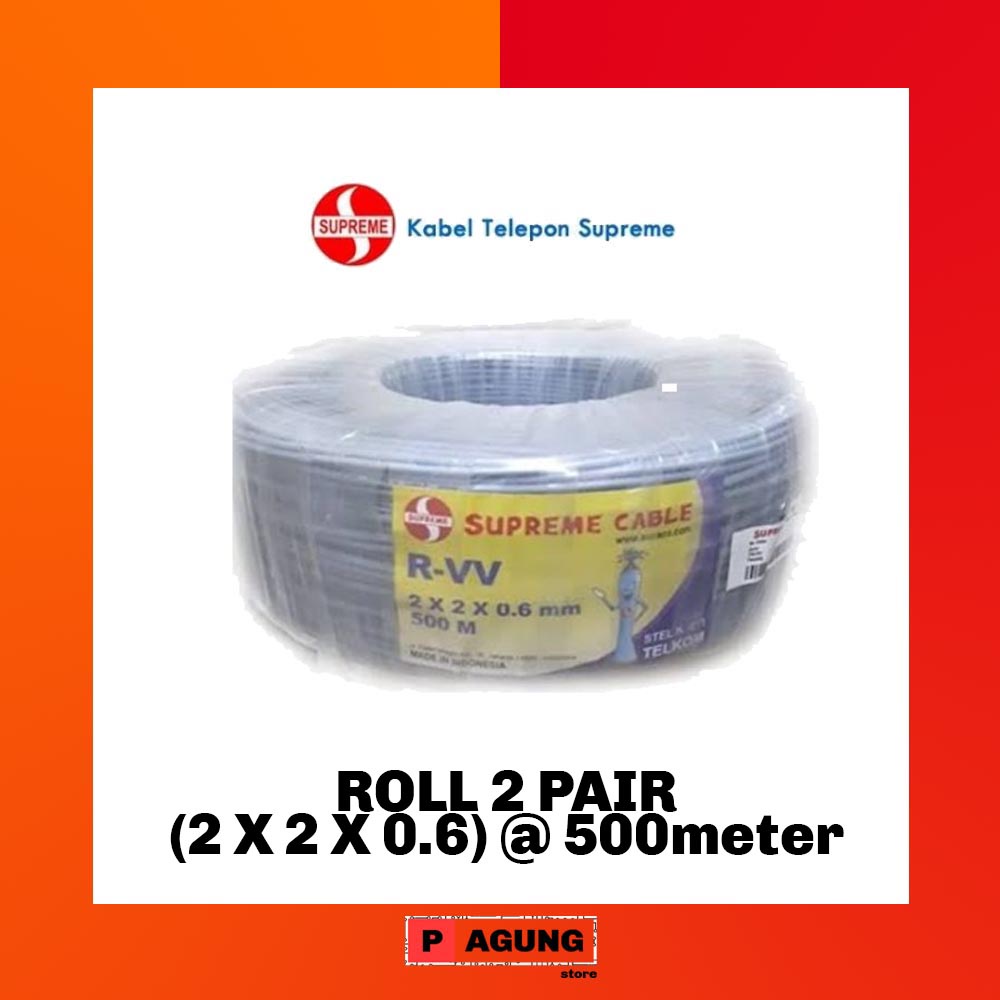 Jual Kabel Telepon Supreme 2 Pair 2x2x0,6 ROLL 500 M | Shopee Indonesia