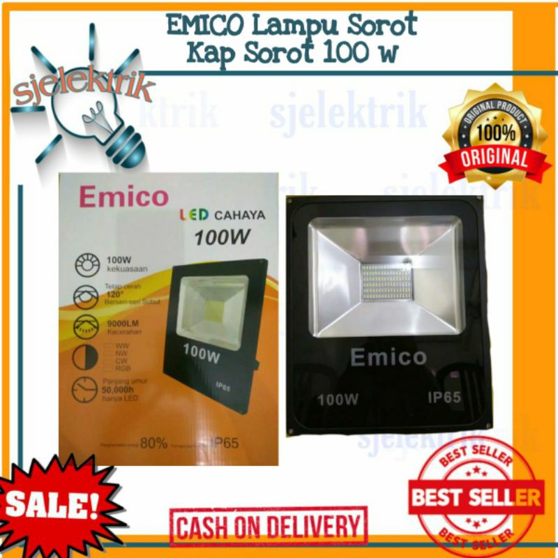 Jual LAMPU SOROT / KAP SOROT LED 100 WATT PUTIH EMICO HALOGEN LED 100W | Shopee Indonesia