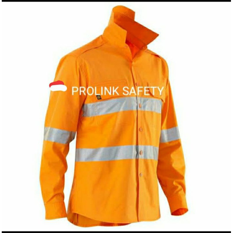 Jual BAJU SERAGAM SAFETY ORANYE SCOTLIGHT DOBLE 5CM KANCING FREE LOGO ...