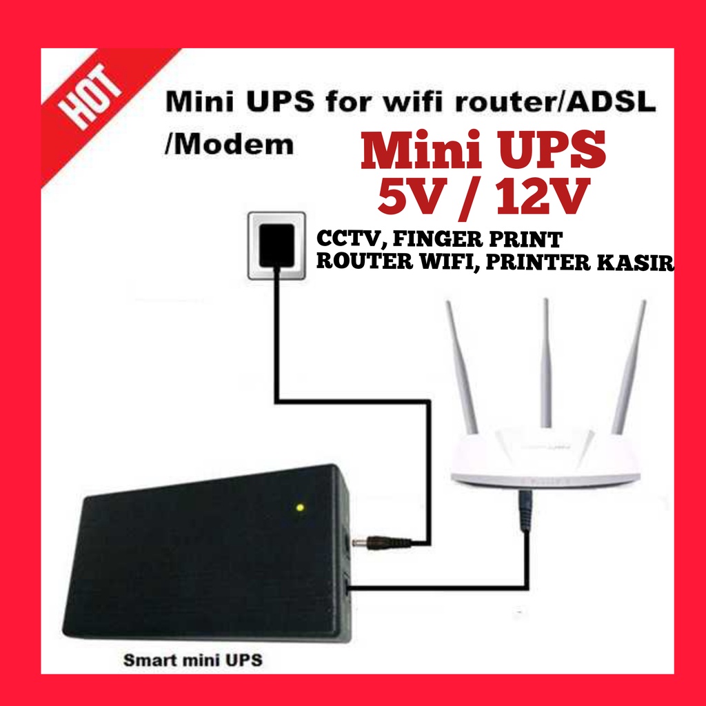 Jual Mini UPS Power Kamera CCTV Finger Print Router Ruter Wifi Kasir Smart Portable UPS 5V 12V ...
