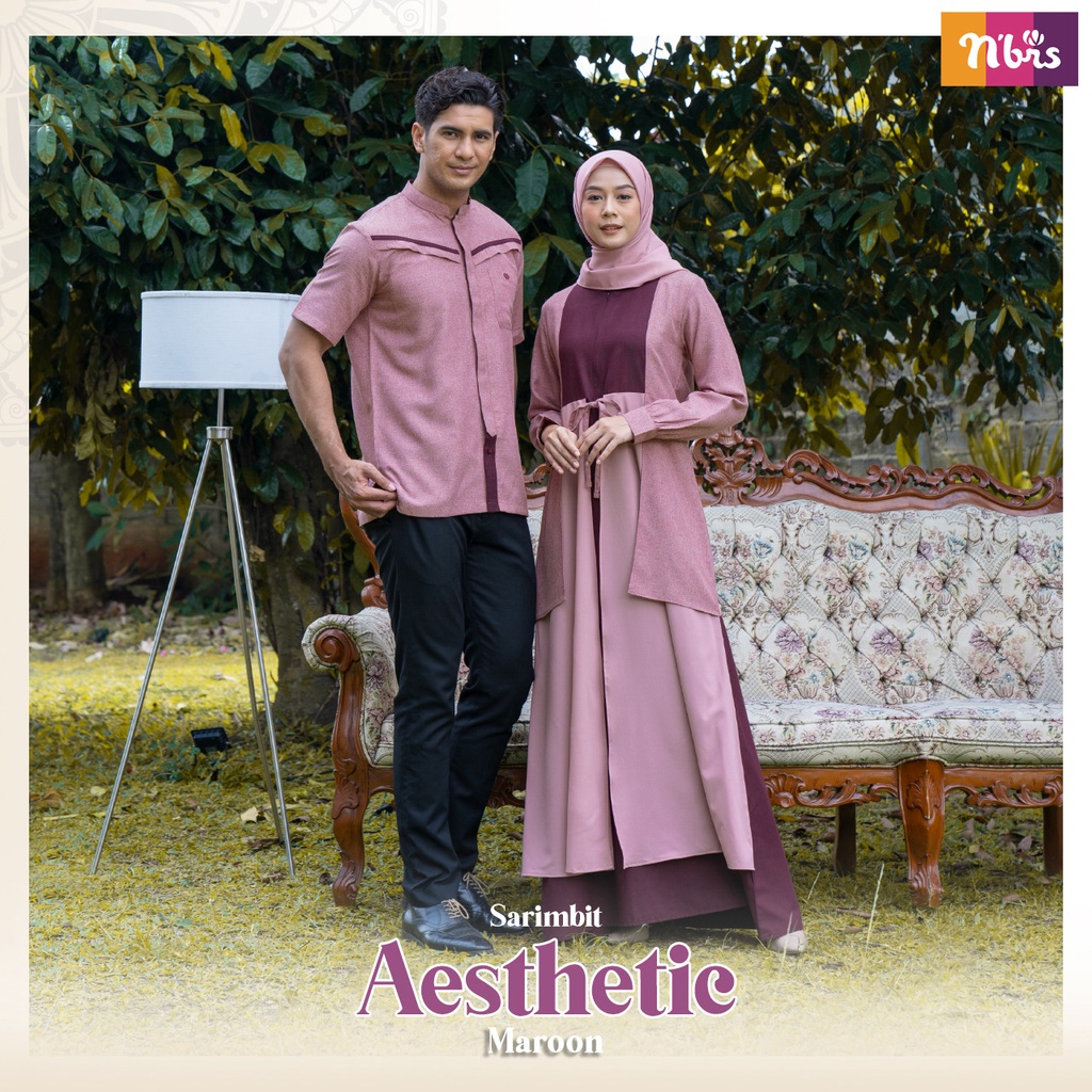Jual Sarimbit / Nibras Couple Aesthetic Maroon / Gamis Cople Pasangan ...