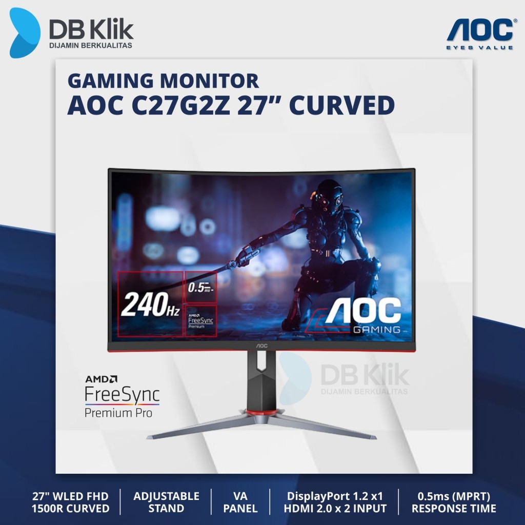 Jual LED Monitor Gaming AOC C27G2Z/70 27" Curved 240Hz FHD HDMI DP ...