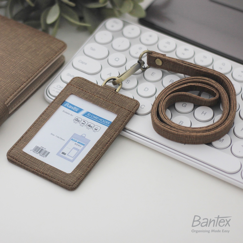 Jual Bantex Leather Name Tag ID Card Holder Brown 8869 03 Kulit ...
