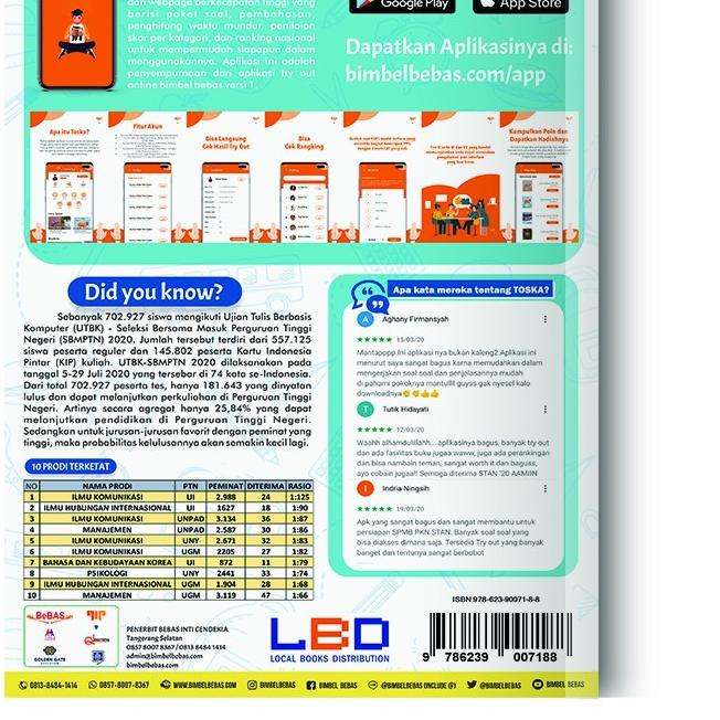 Jual Promo Bebas Toska System UTBK SBMPTN TPS 2022 Kumpulan Materi ...