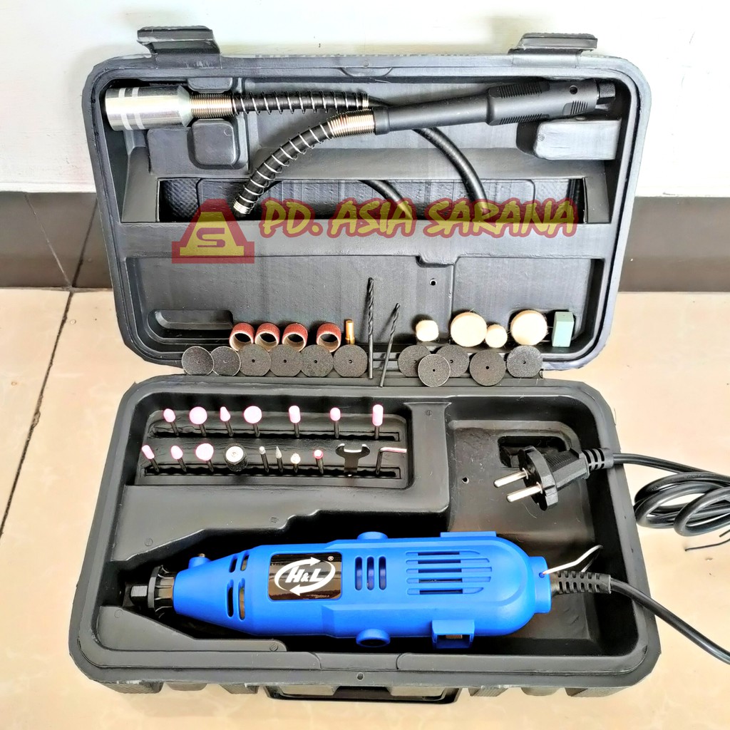 Jual Mesin Bor Tuner Botol 40 Pcs Set H&L 130B / Mini Die Grinder ...
