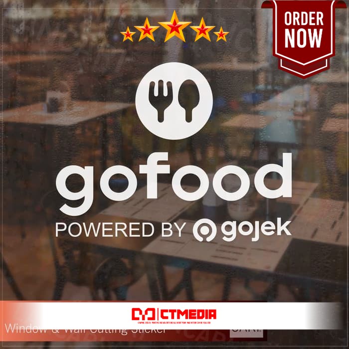 Jual Cutting Sticker Go Food Stiker gofood Kaca Cafe Restoran GOJEK ...