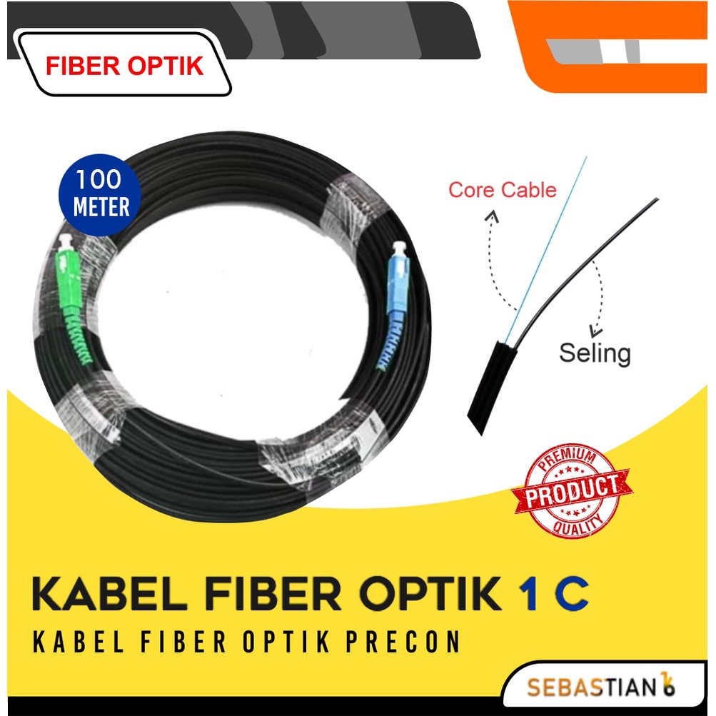 Jual Kabel Fiber Optik FTTH Dropcore Precon 1 Core 100 Meter | Shopee ...