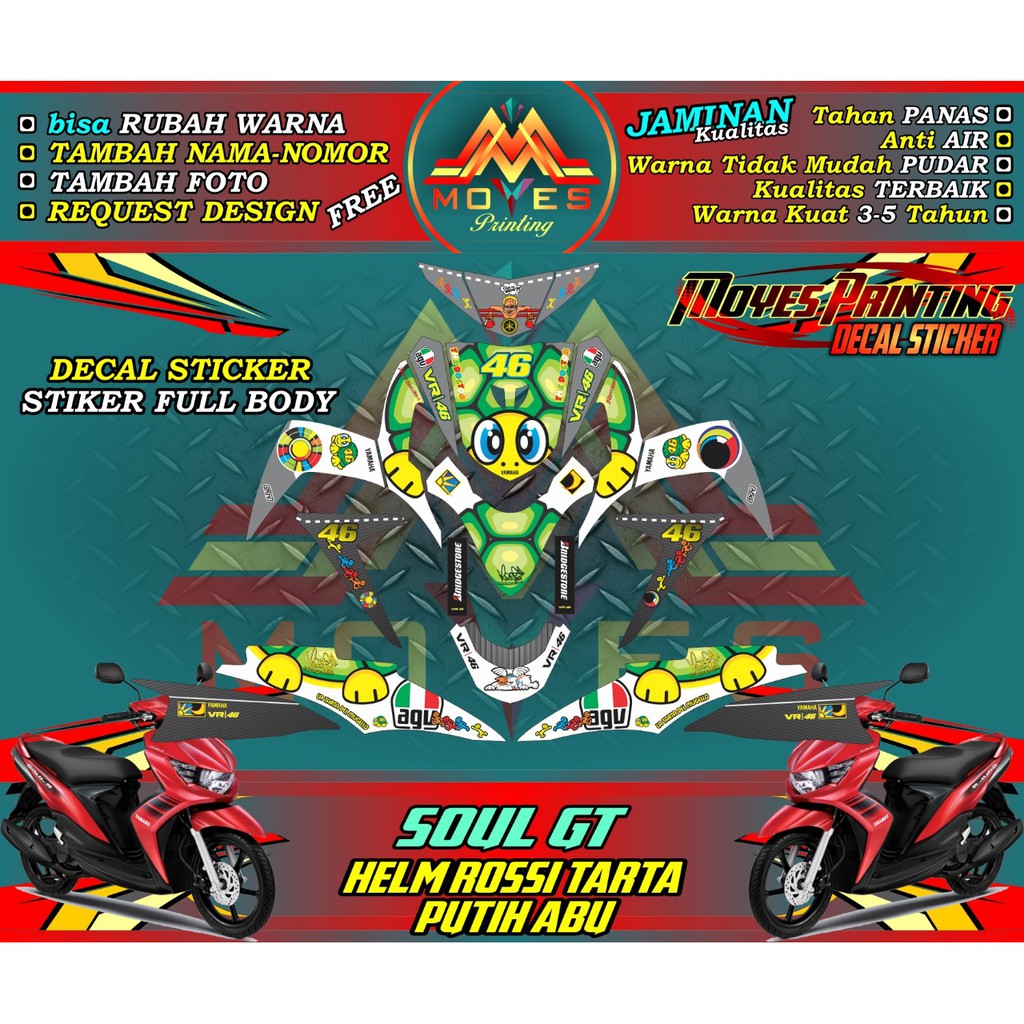 Jual Decal Sticker Soul GT Motif Helm Rosi Tarta Fullbody Yamaha Soul ...