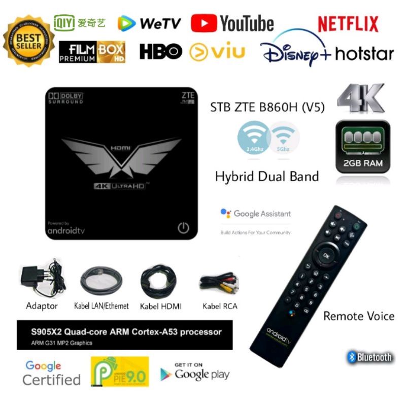 Jual ANDROID TV BOX V5 ( ZTE B860H ) SIAP PAKAI TERLARIS!! ( OPEN ALL CHANNEL TV ) | Shopee ...