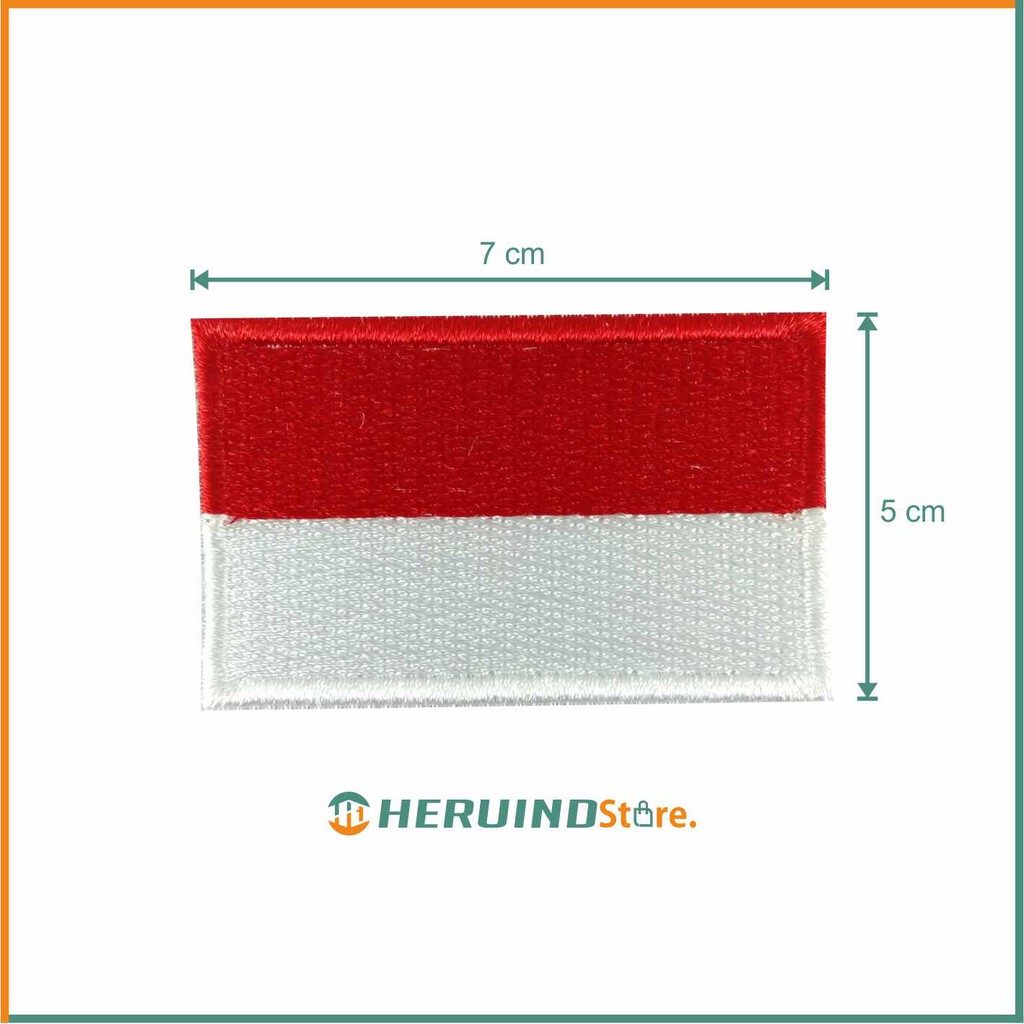 Jual PATCH BORDIR / EMBLEM BORDIR / BENDERA MERAH PUTIH UKURAN 7 X 5 CM ...