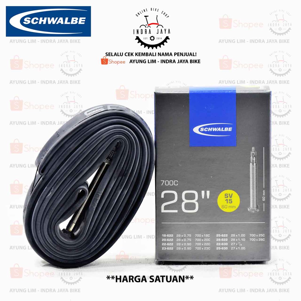 Jual BAN DALAM SCHWALBE - 700 X 18 - 28c / SV15 - PENTIL FV 60mm | Shopee Indonesia