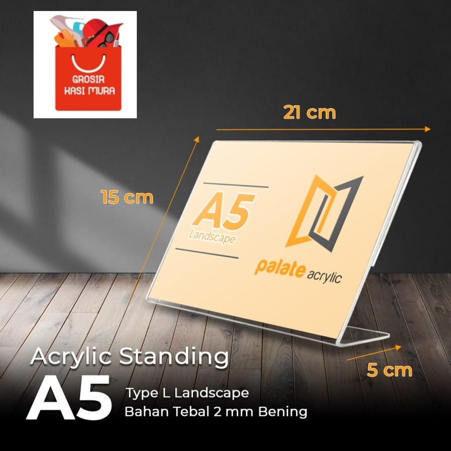 Jual acrylic tent holder / akrilik A5L tempat brosur Meja Landscape | Shopee Indonesia