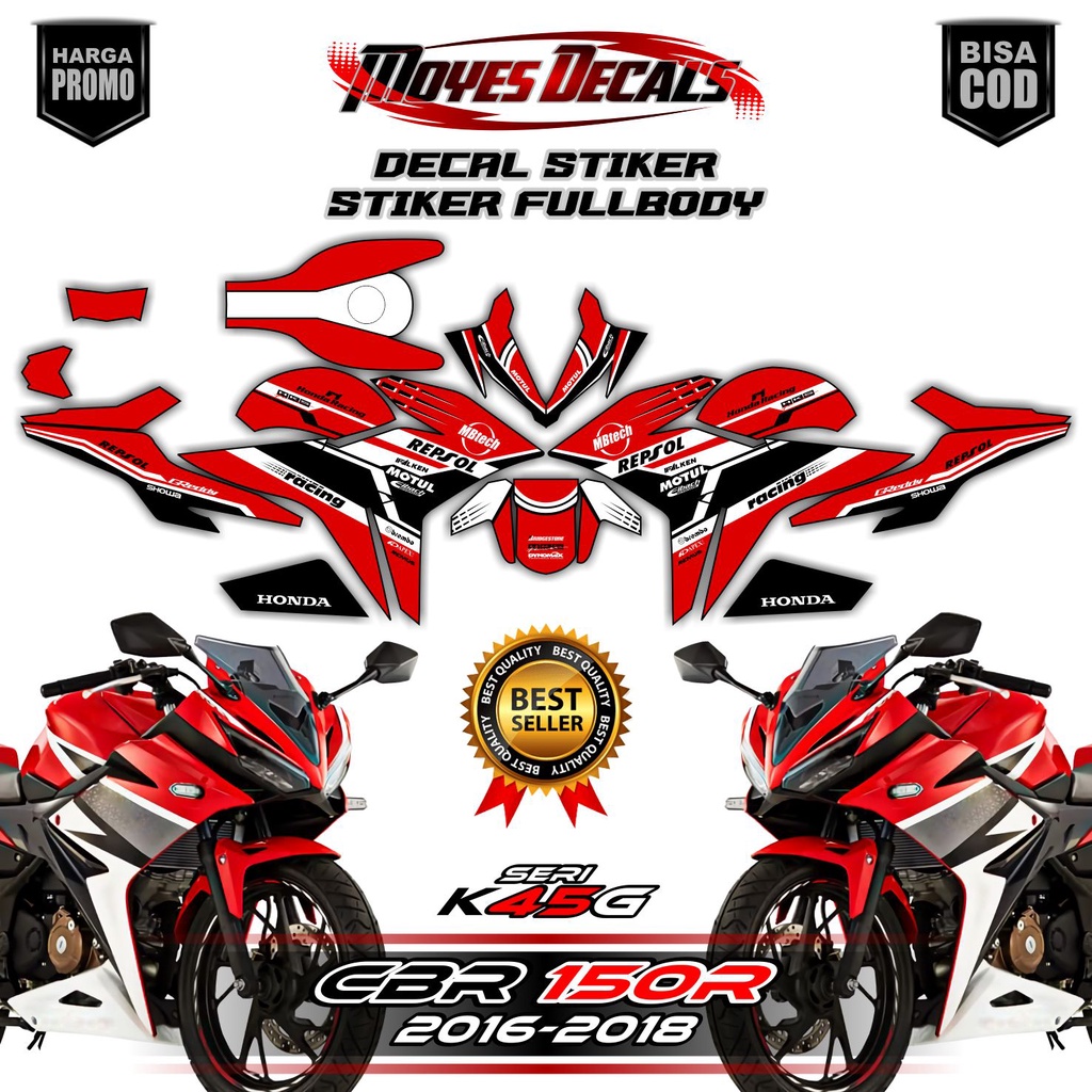 Jual Decal CBR 150R 2016 / Decal CBR150R 2017 / Stiker CBR150R Facelift ...