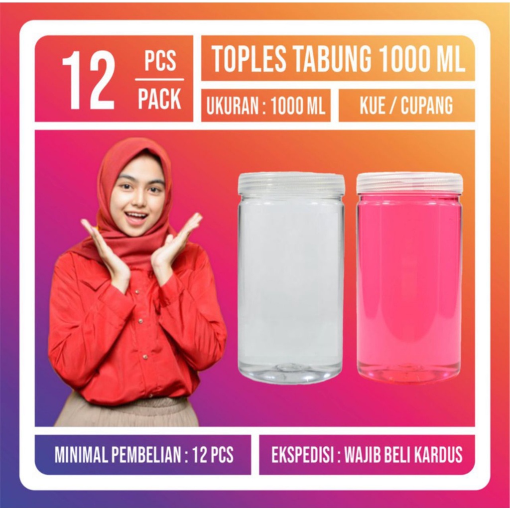 Jual Botol Plastik Toples lebaran/Toples Permen 1 liter/Toples Kue 1000 ...