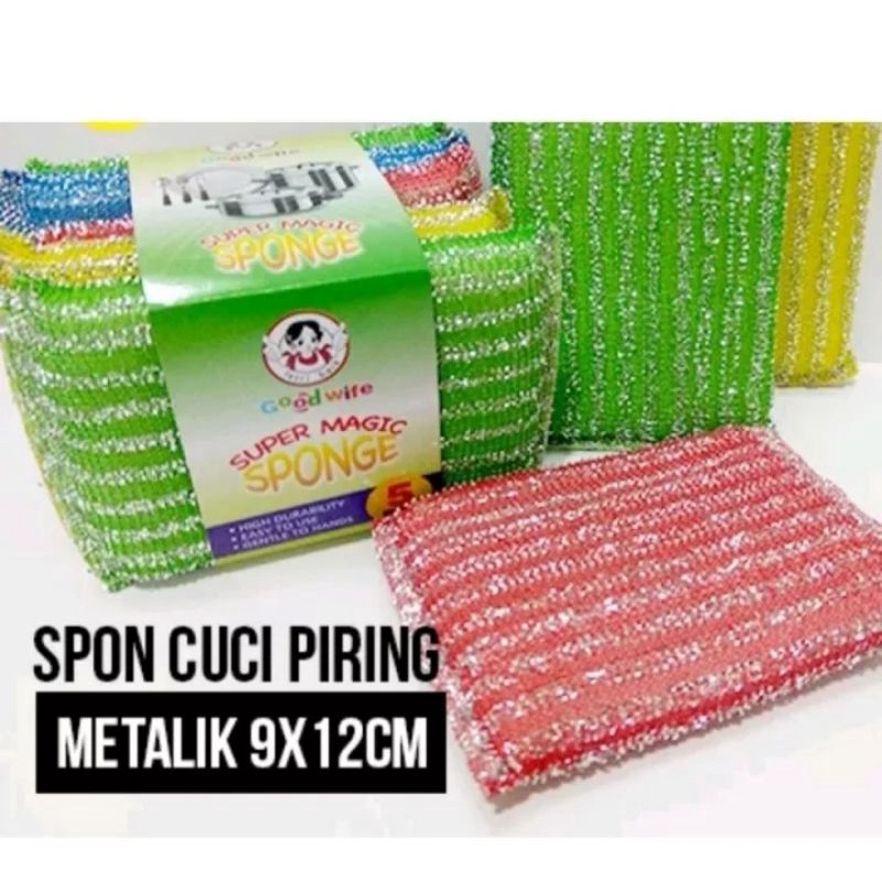 Jual Spon cuci piring metalik 9×12 cm | Shopee Indonesia