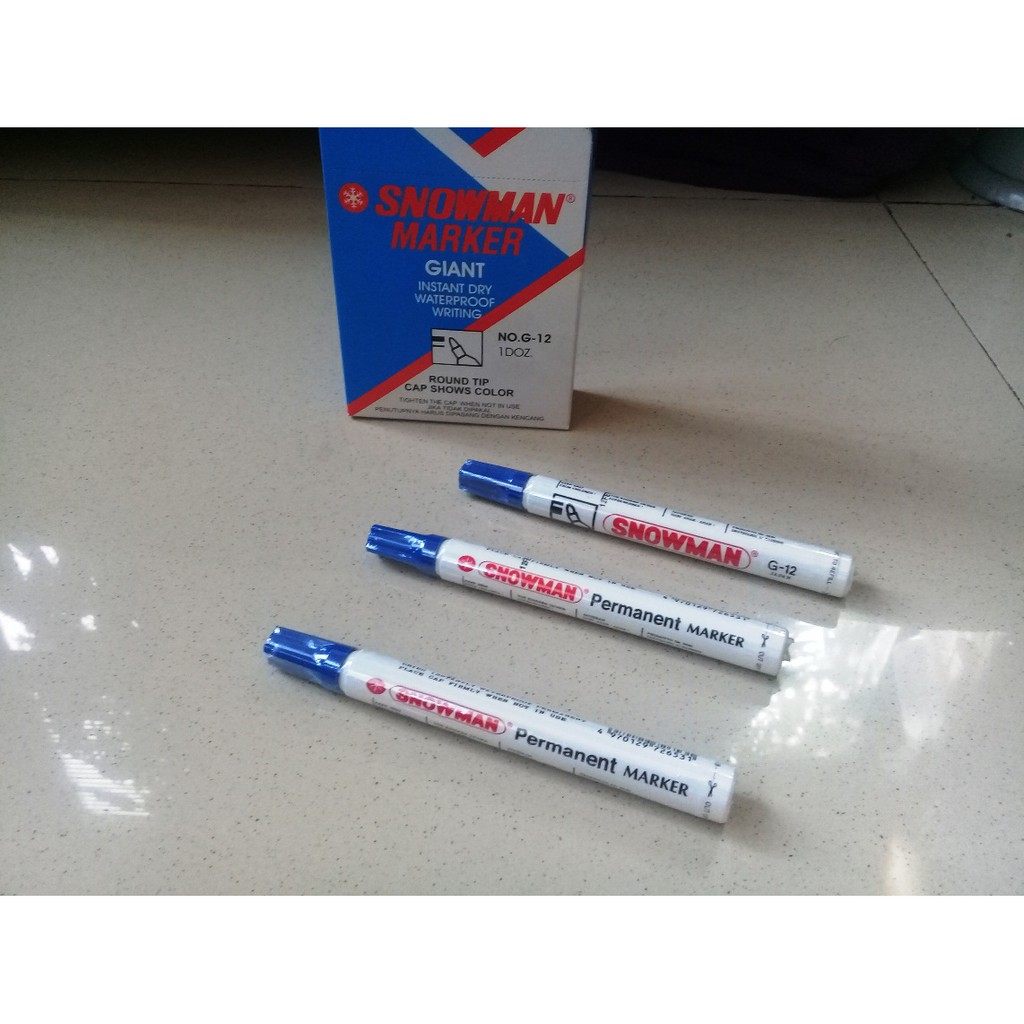 Jual Spidol Biru Snowman Permanent Marker Giant G 1 Shopee Indonesia