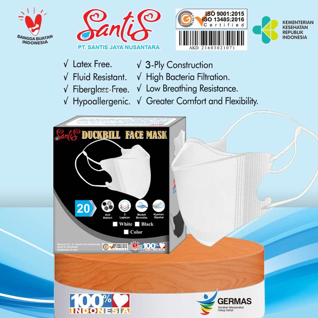 Jual Masker Duckbill Headloop MEDIS /Hijab 3ply Izin DEPKES RI | Shopee ...