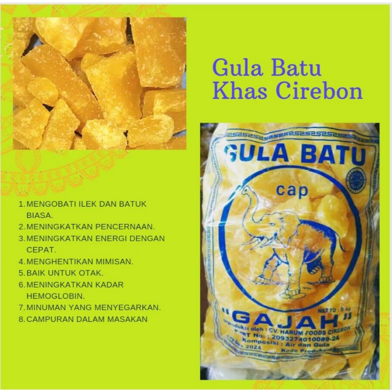 Jual Gula Batu Kuning Cap Gajah Khas Cirebon Kemasan 5kg | Shopee Indonesia