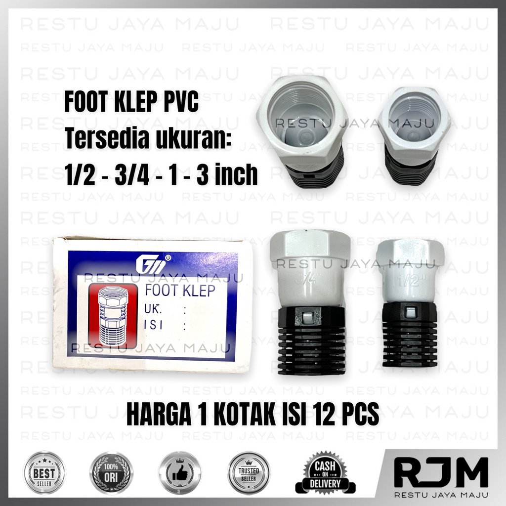 Jual [12 pcs] GM Foot Klep PVC 1/2 3/4 1 inch - Foot Valve Tusen ...