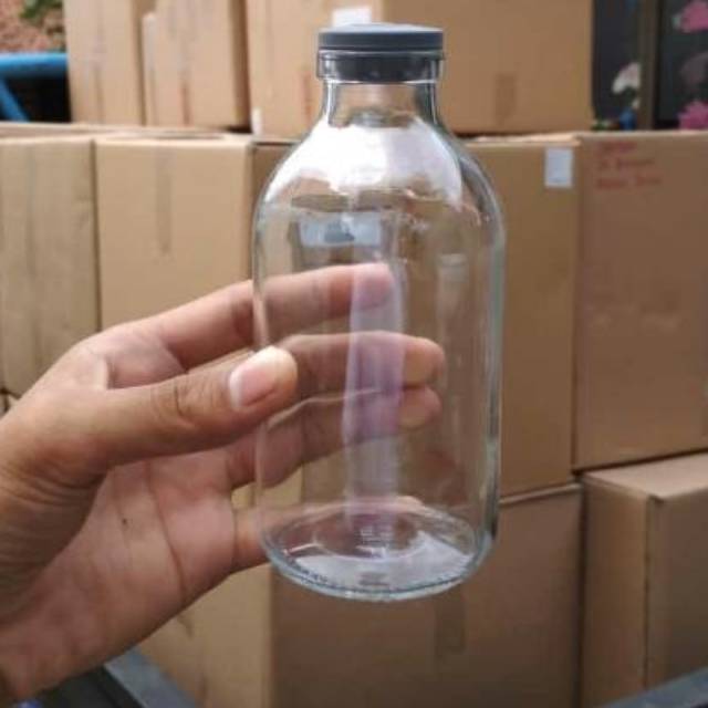 Jual botol kaca infus 250 ml / botol asi 250 ml tutup karet | Shopee ...