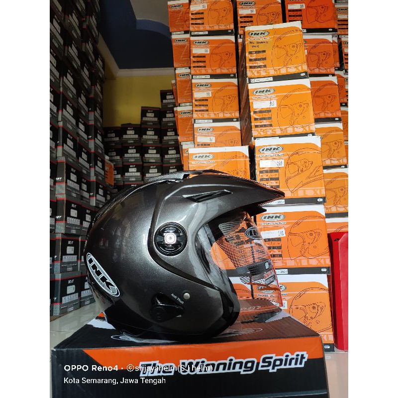 Jual HELM INK T1 GUNMETAL DOBEL VISOR PULL WARNA | Shopee Indonesia