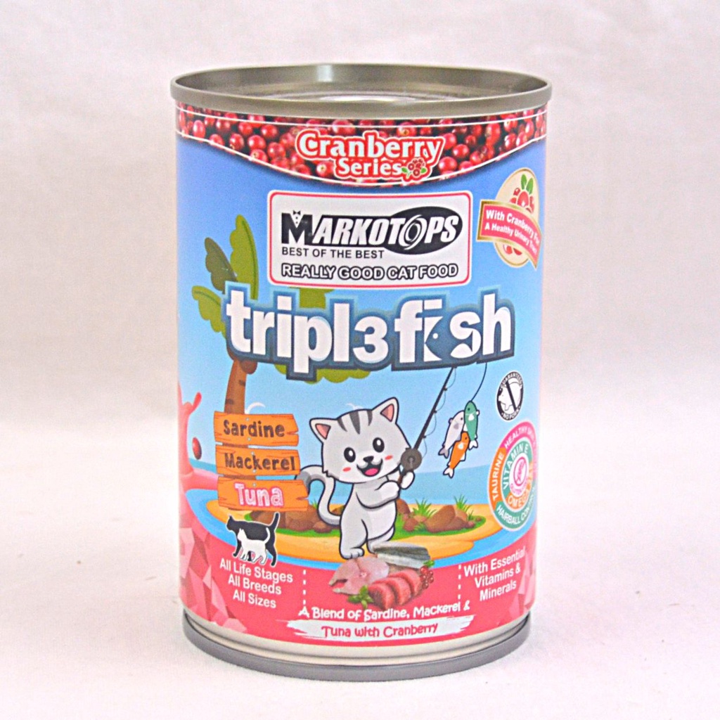 Jual MARKOTOPS Makanan Kucing Triple Fish Tuna and Cranberry 400gr ...